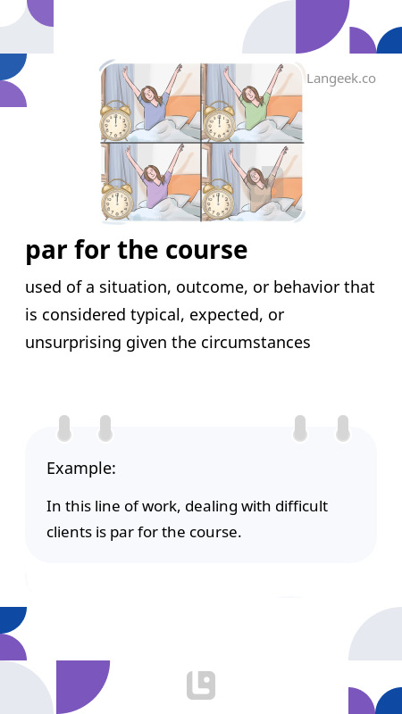 Definition Bedeutung von Par for the course Bildworterbuch