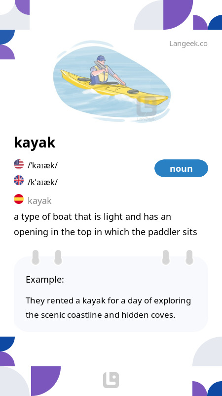 Definición y Significado de "Kayak" | Diccionario ilustrado