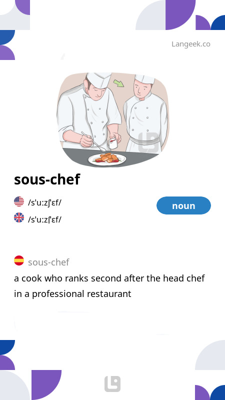 Traducción de la palabra "Sous-chef" | LanGeek