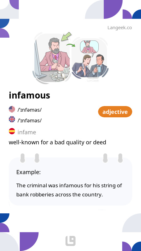Definicion y Significado de Infamous Diccionario ilustrado