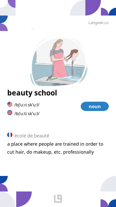 La traduction du mot "Beauty school" | LanGeek