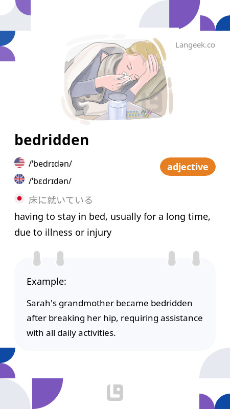 Bedridden meaning in hindi store