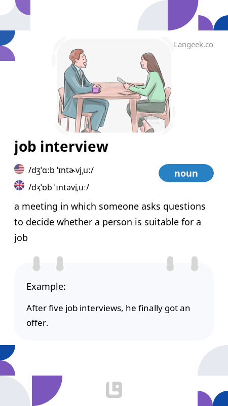 Definition & Meaning of "Job interview" | Picture Dictionary