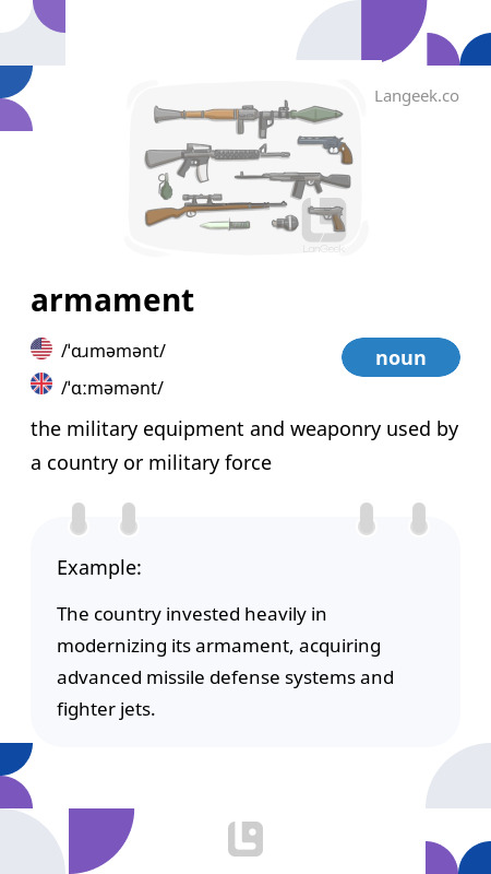 Definition & Meaning of "Armament" | Picture Dictionary
