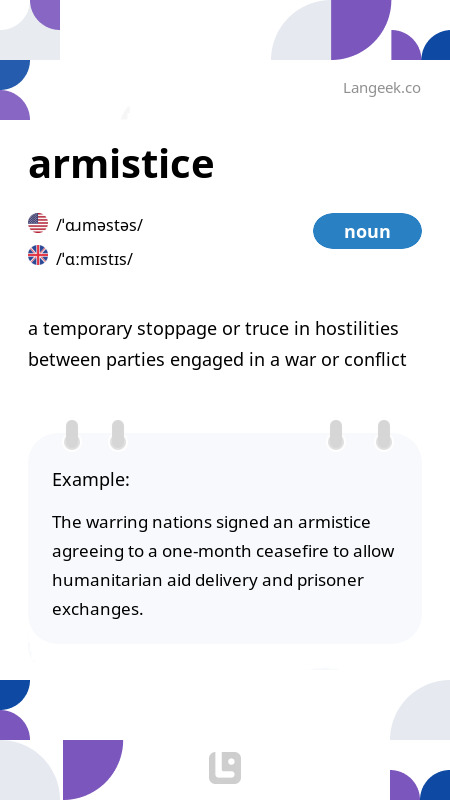 Definition & Meaning of "Armistice" | Picture Dictionary