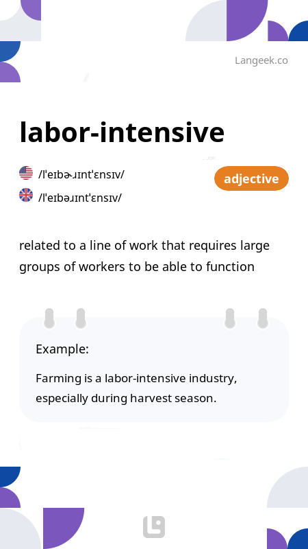 Definition & Meaning of "Labor-intensive" | Picture Dictionary