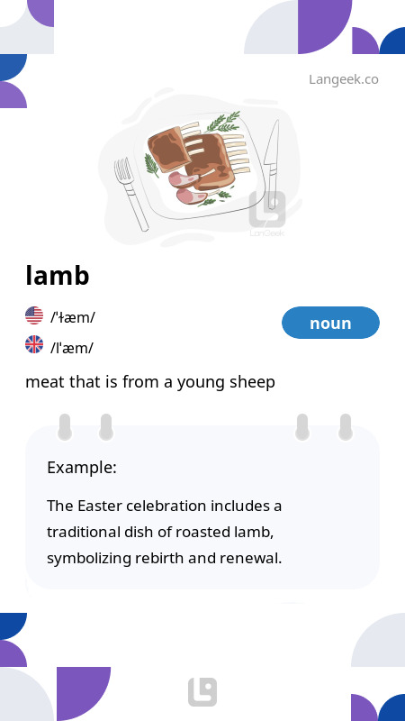 Definition & Meaning of "Lamb" | LanGeek