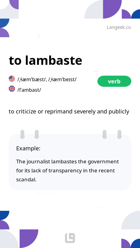 Definition & Meaning of "Lambaste" | Picture Dictionary