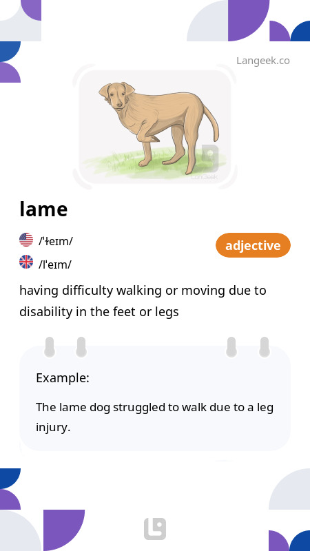Definition & Meaning of "Lame" | Picture Dictionary