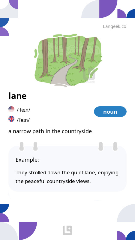 Definition & Meaning of "Lane" | LanGeek