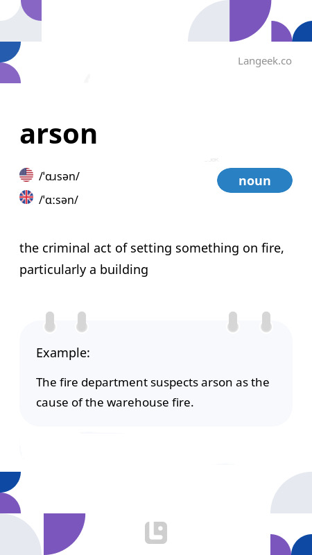 Definition & Meaning of "Arson" | Picture Dictionary
