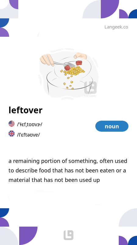 Definition & Meaning of "Leftover" | Picture Dictionary