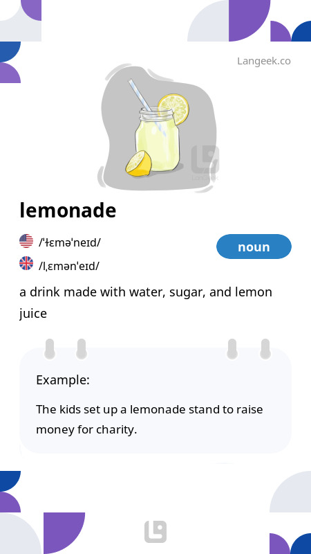 Definition & Meaning of "Lemonade" | LanGeek
