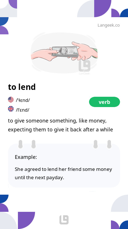 Definition & Meaning of "Lend" | Picture Dictionary