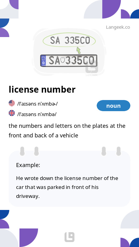 Definition & Meaning of "License number" | Picture Dictionary