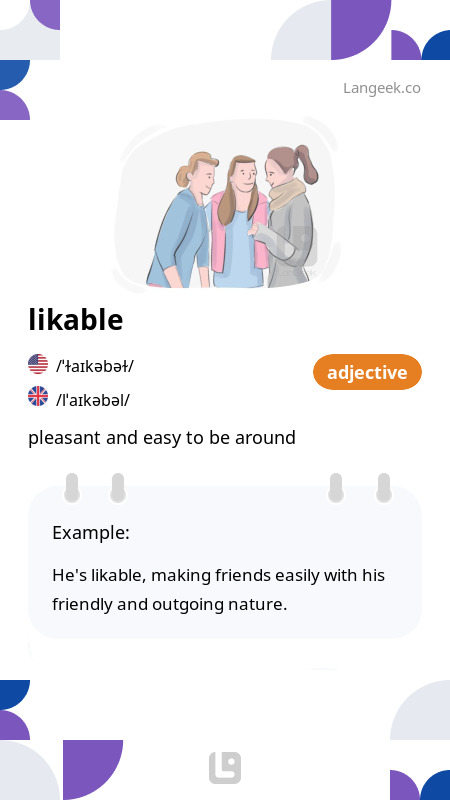 Definition & Meaning of "Likable" | LanGeek