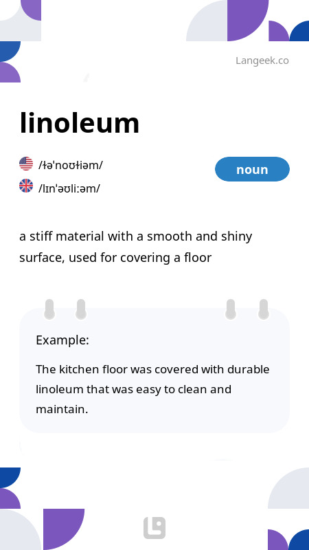 Definition & Meaning of "Linoleum" | LanGeek