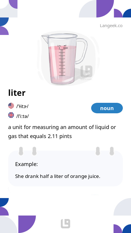 Definition & Meaning of "Liter" | Picture Dictionary