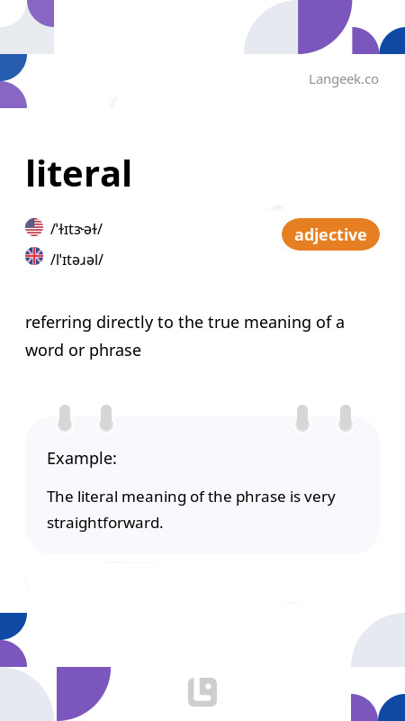 Definition & Meaning of "Literal" | Picture Dictionary
