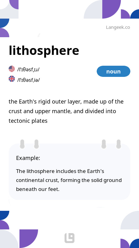 Definition & Meaning of "Lithosphere" | LanGeek