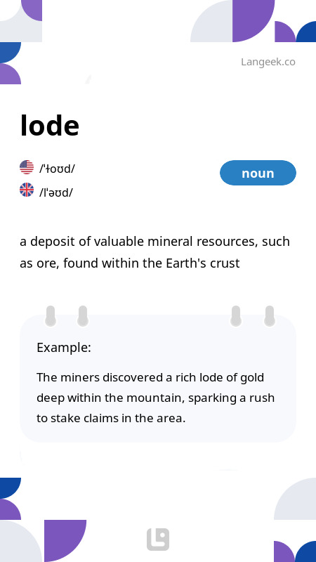 Definition & Meaning of "Lode" | Picture Dictionary