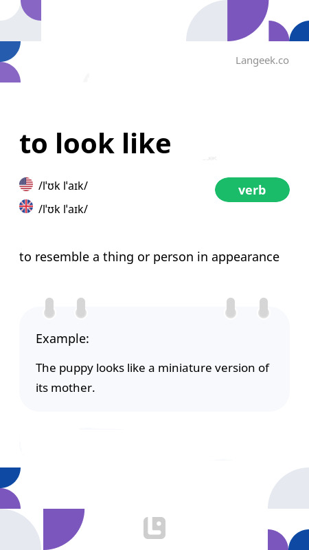 Definition & Meaning of "Look like" | Picture Dictionary