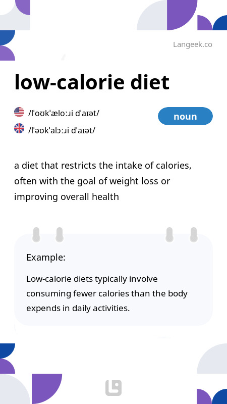 Definition & Meaning of "Low-calorie diet" | Picture Dictionary