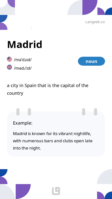 Definition & Meaning of "Madrid" | Picture Dictionary