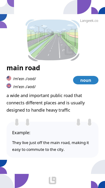 Definition & Meaning of "Main road" | Picture Dictionary