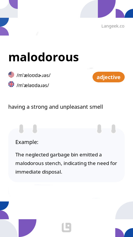 Definition & Meaning of "Malodorous" | Picture Dictionary