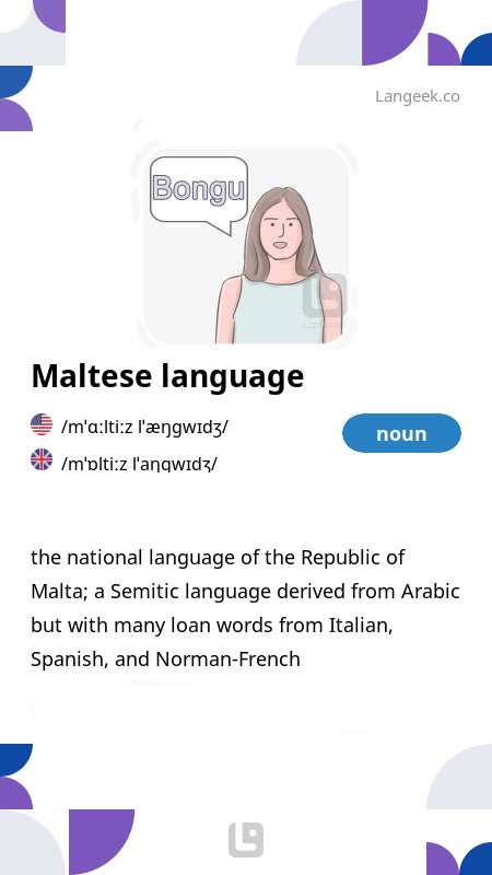 Definition & Meaning of "Maltese language" | LanGeek