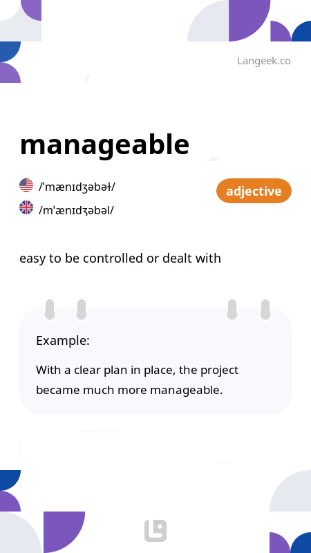 Definition & Meaning of "Manageable" | Picture Dictionary