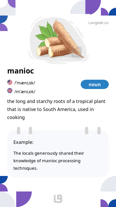 Definition & Meaning of "Manioc" | Picture Dictionary