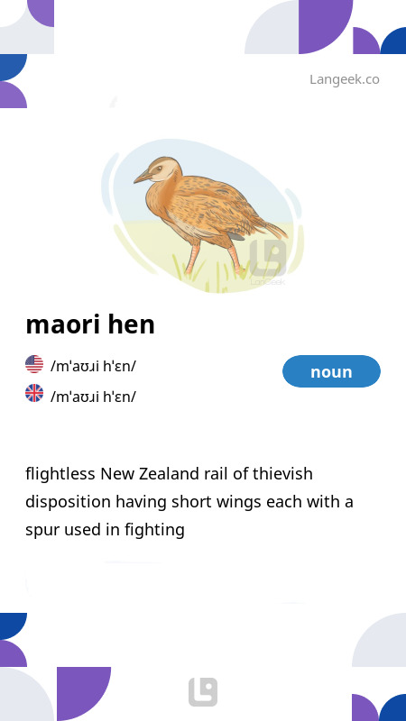 Definition & Meaning of "Maori hen" | Picture Dictionary