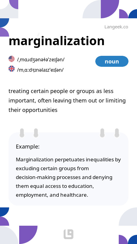 Definition & Meaning of "Marginalization" | Picture Dictionary