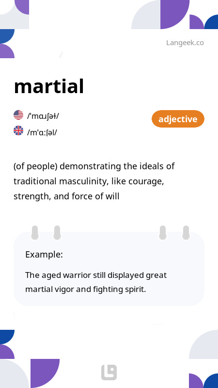 Definition & Meaning of "Martial" | Picture Dictionary