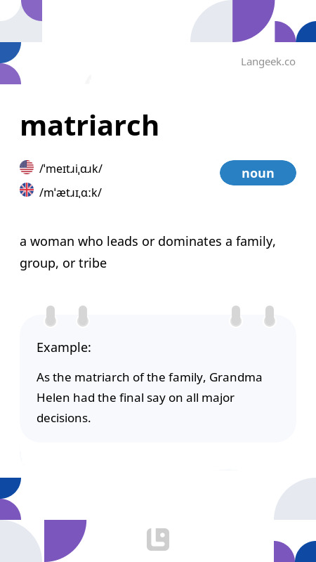 Definition & Meaning of "Matriarch" | Picture Dictionary