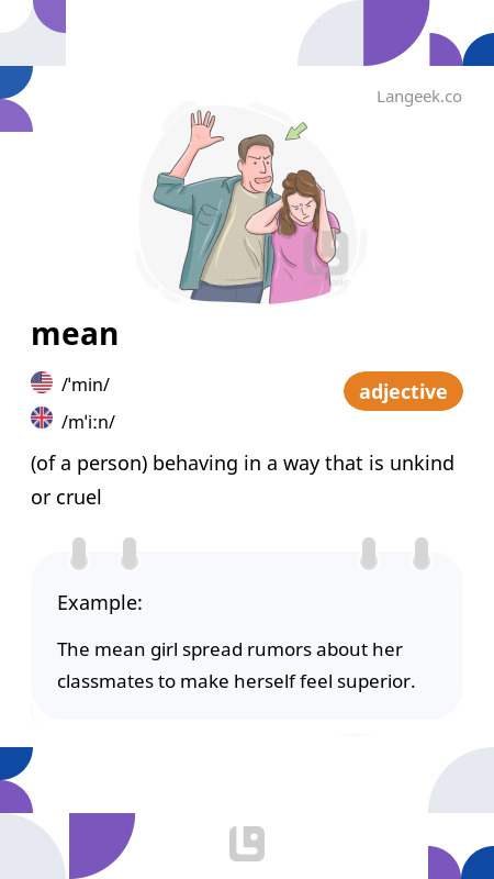Definition & Meaning of "Mean" | Picture Dictionary