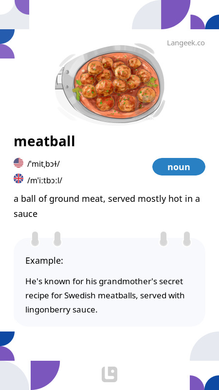 Definition & Meaning of "Meatball" | LanGeek