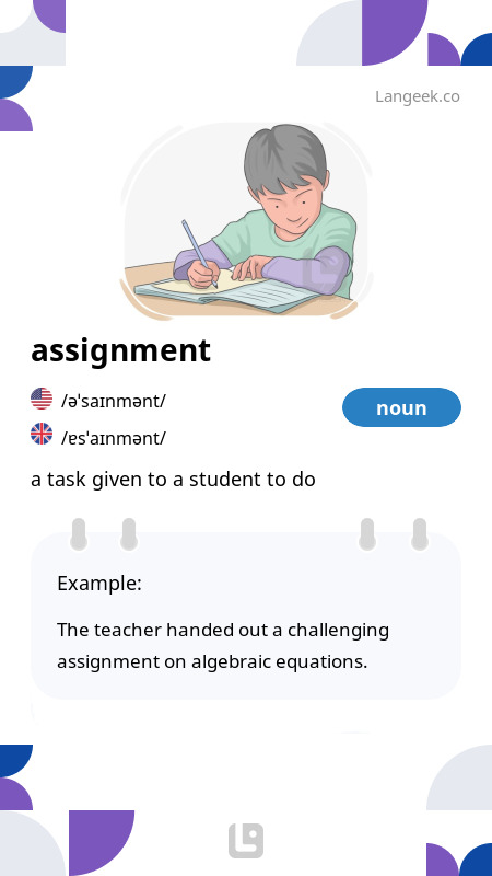 Definition & Meaning of "Assignment" | Picture Dictionary