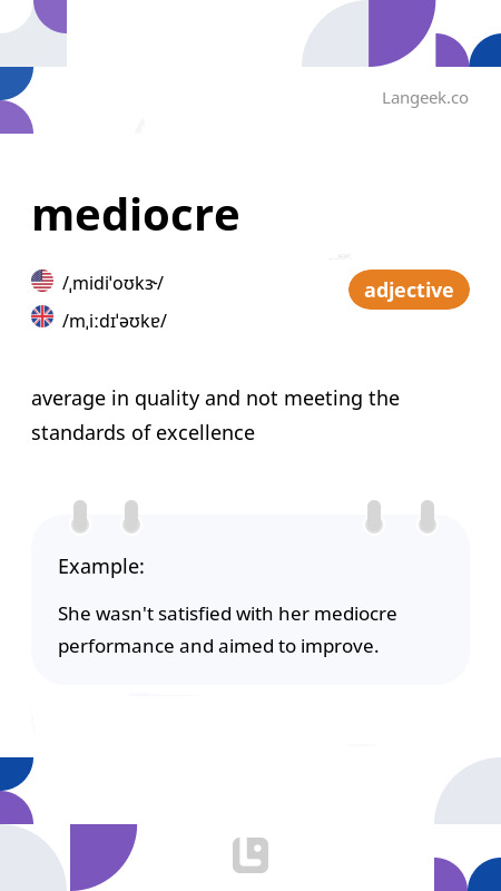 Definition & Meaning of "Mediocre" | Picture Dictionary
