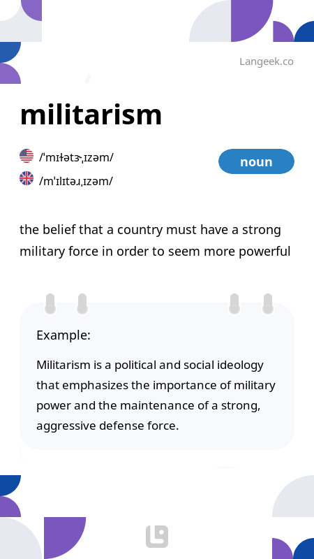 Definition & Meaning of "Militarism" | Picture Dictionary