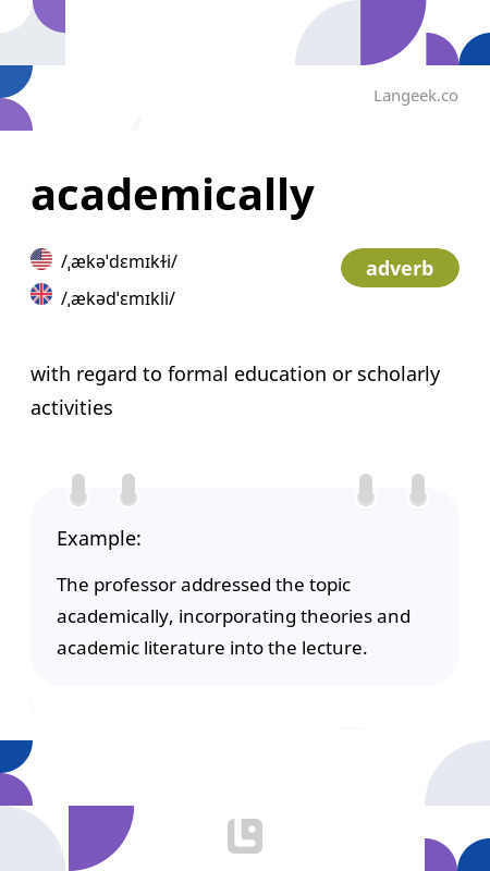 Definition & Meaning of "Academically" | Picture Dictionary