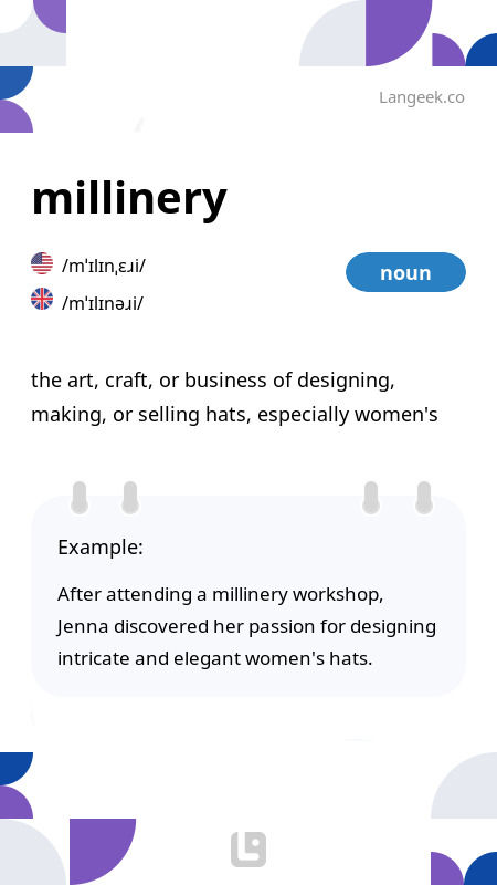 Definition & Meaning of "Millinery" | Picture Dictionary