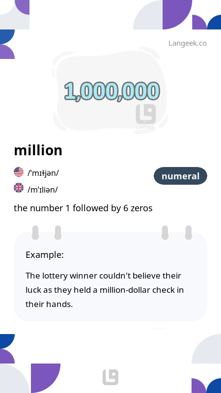 Definition & Meaning of "Million" | LanGeek