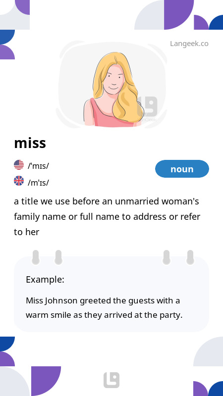 Definition & Meaning of "Miss" | Picture Dictionary