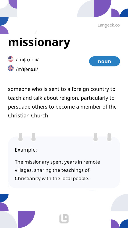 Definition & Meaning of "Missionary" | Picture Dictionary