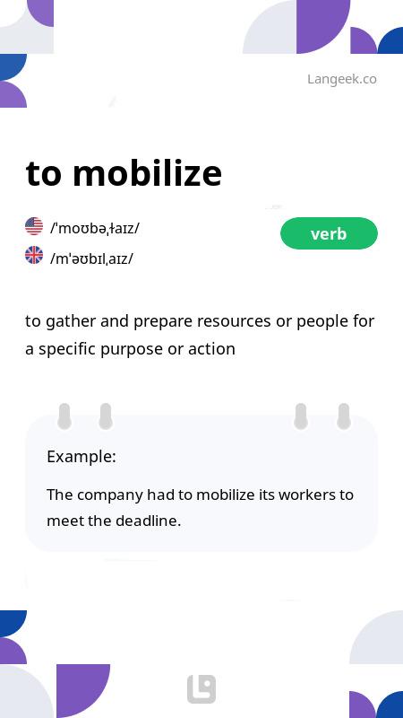 Definition & Meaning of "Mobilize" | Picture Dictionary