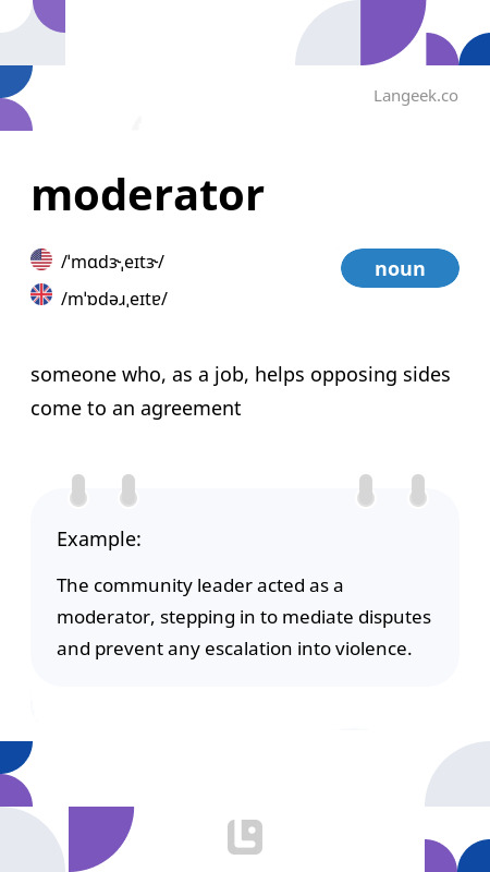 Definition & Meaning of "Moderator" | Picture Dictionary