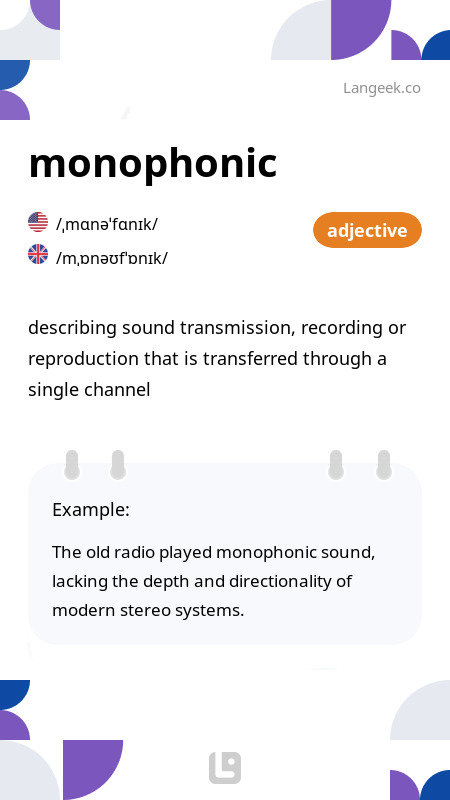 Definition & Meaning of "Monophonic" | Picture Dictionary